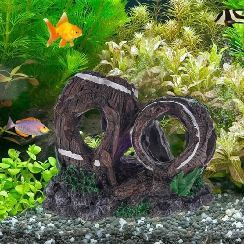 Aquarium Fish Tank Landscape Decoration Resin Crafts Wooden Barrel ...