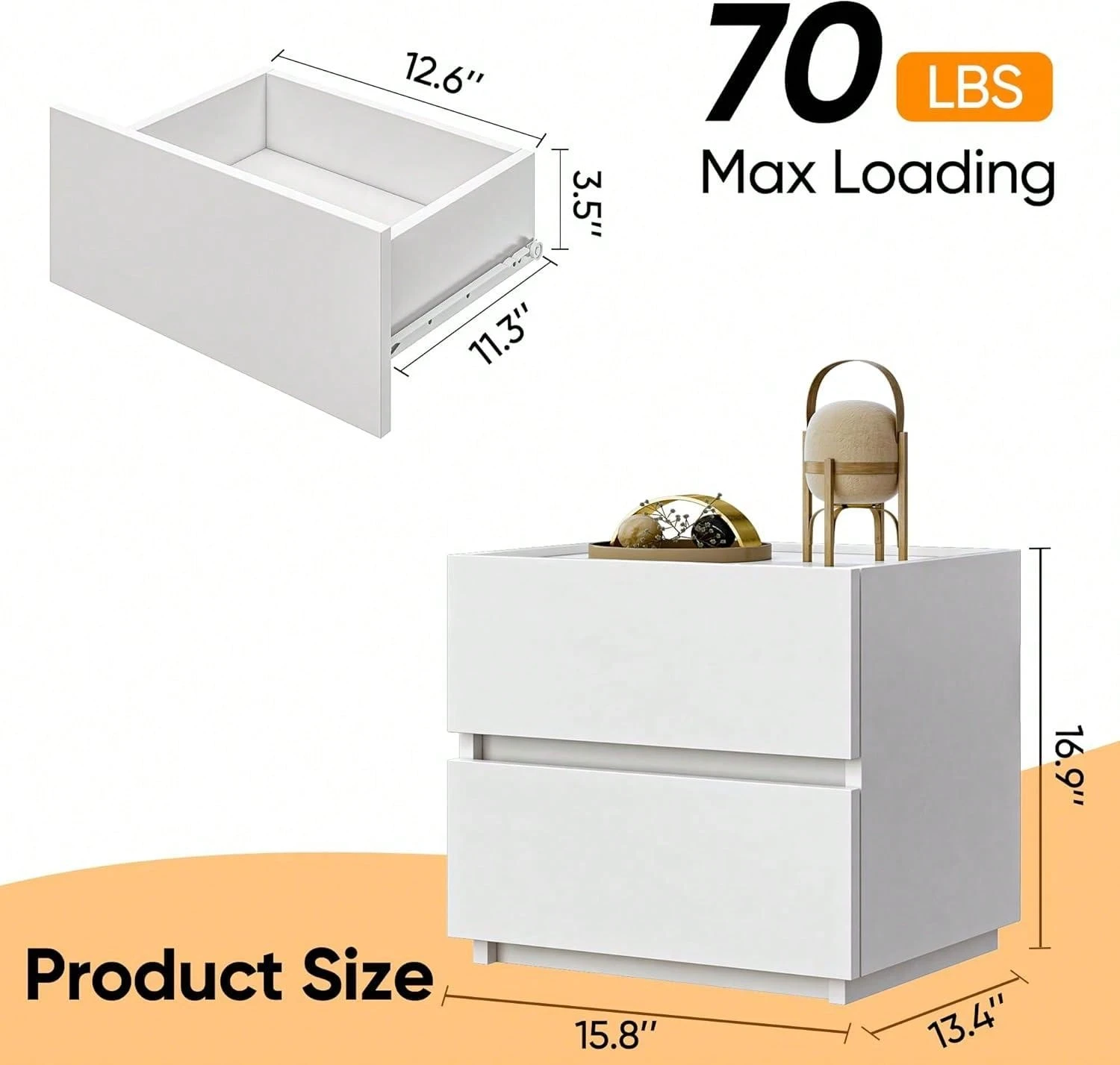 Stackable 2 Drawer Dresser, Small Dresser For Closet, Modern Nightstand ...