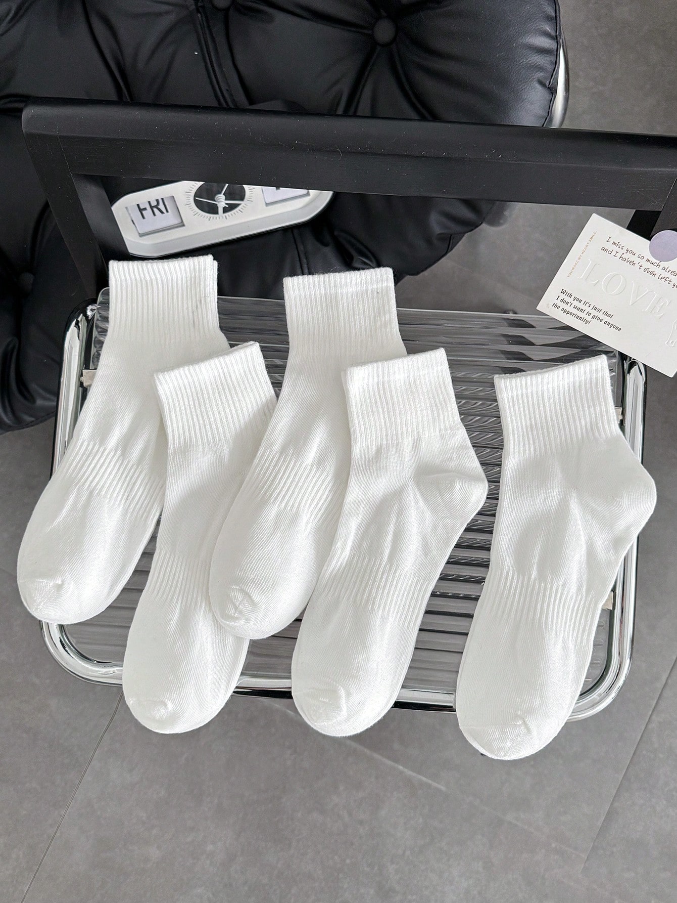 5 Pairs Men's Plain White Socks, Odor-Resistant Moisture-Wicking Crew ...