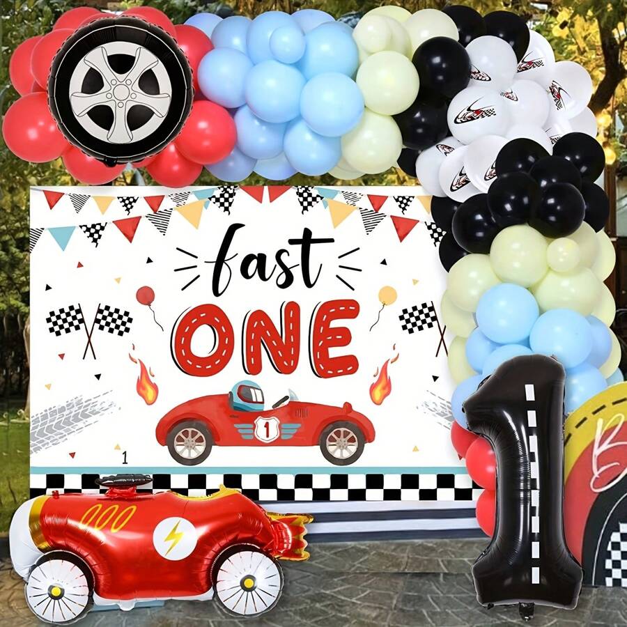 Racing Car Fast One Birthday Decoration Set - Party Bunner, Supplies ...