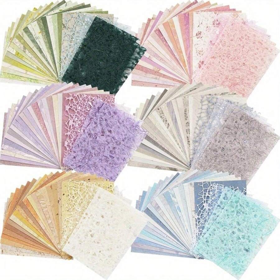 Mixed Color Fantasy Themed Textured Paper & Mesh Fabric Scrapbooking ...
