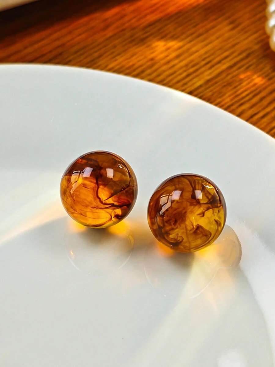 Silver Needle Vintage Hong Kong Style Melada-Colored Earrings Light ...