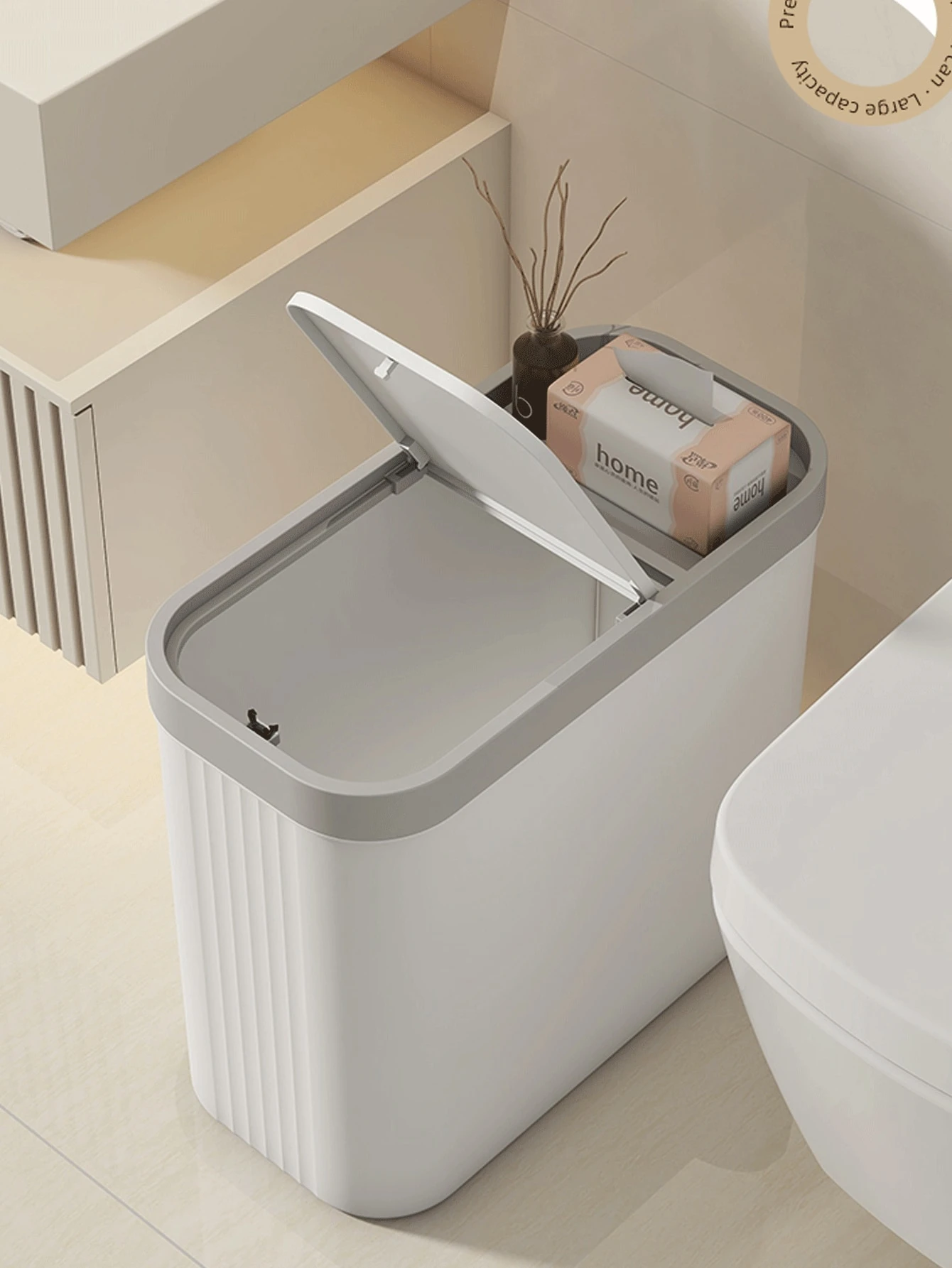 Garbage Can For Bathroom, Toilet, With Lid, Large Capacity, Designed ...