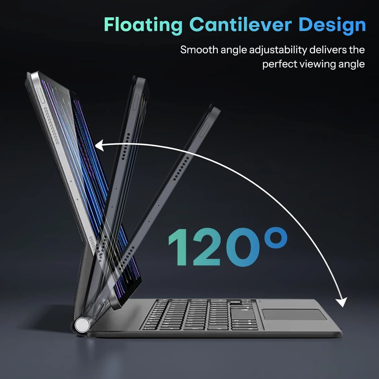 เคสคีย์บอร์ดสำหรับ iPad, Magic Keyboard พร้อมไฟ Backlight 7 สี พร้อมขา ...