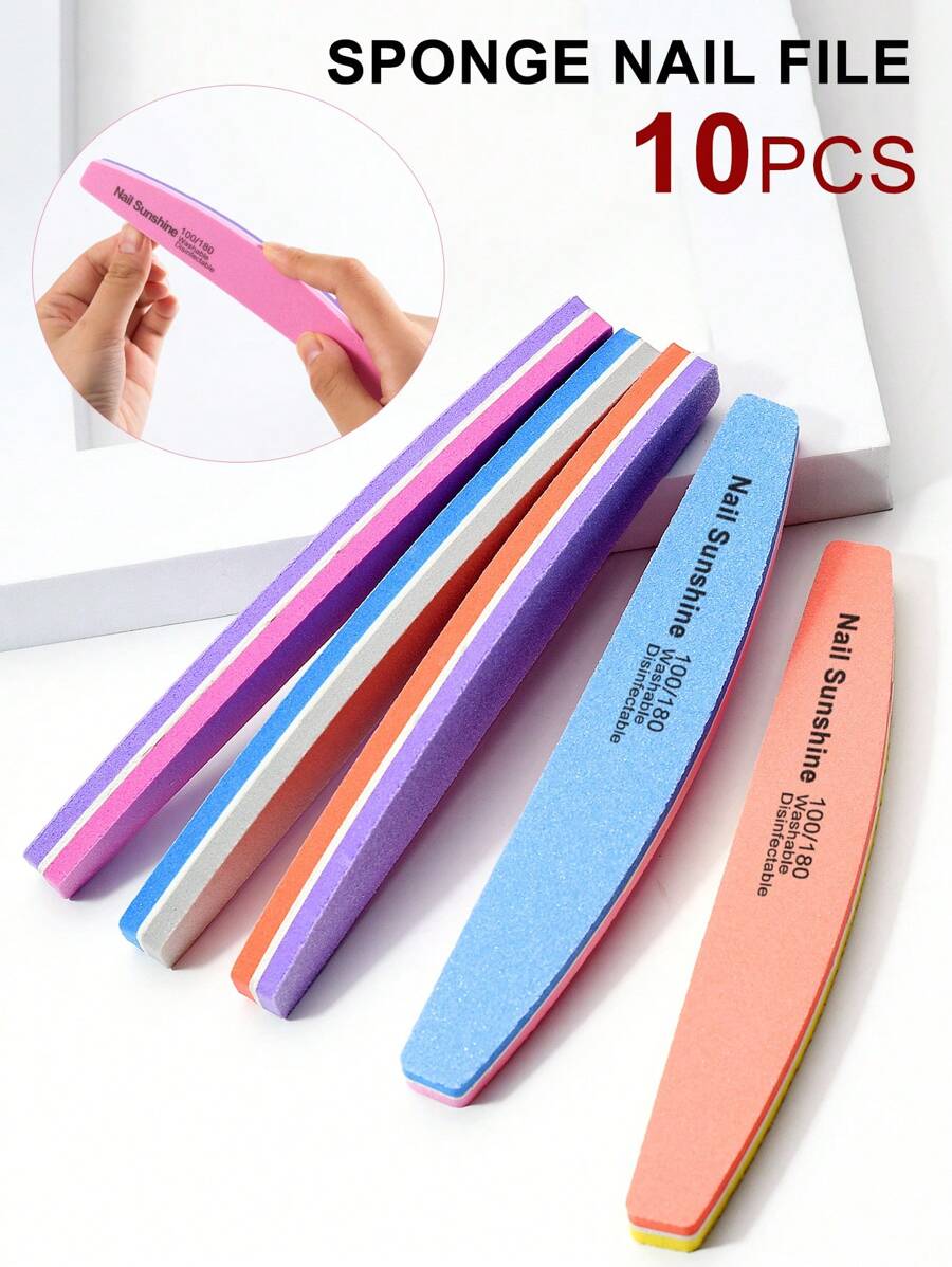 NailSunshine 10pcs Double-Sided Nail File Blocks Colorful Sponge Nail ...