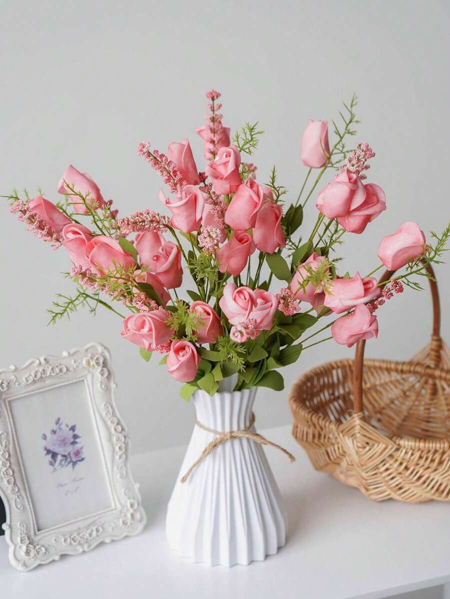 1pc Artificial Flowers Roses Bouquet Realistic DIY Foam Floral Decor ...