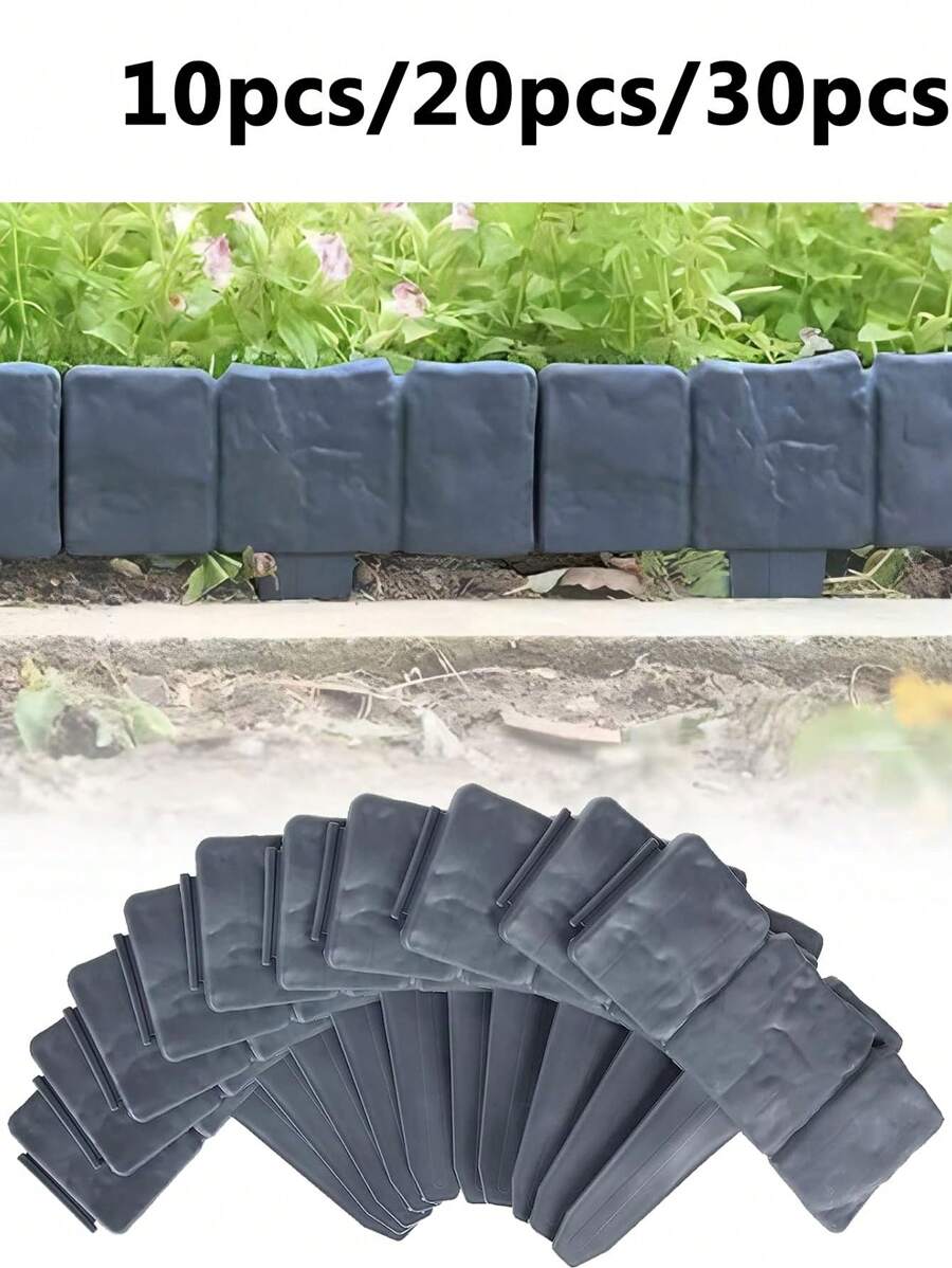 Outdoor Garden Fence Stone Slab Shaped Plastic Retainer Wall, Yard ...
