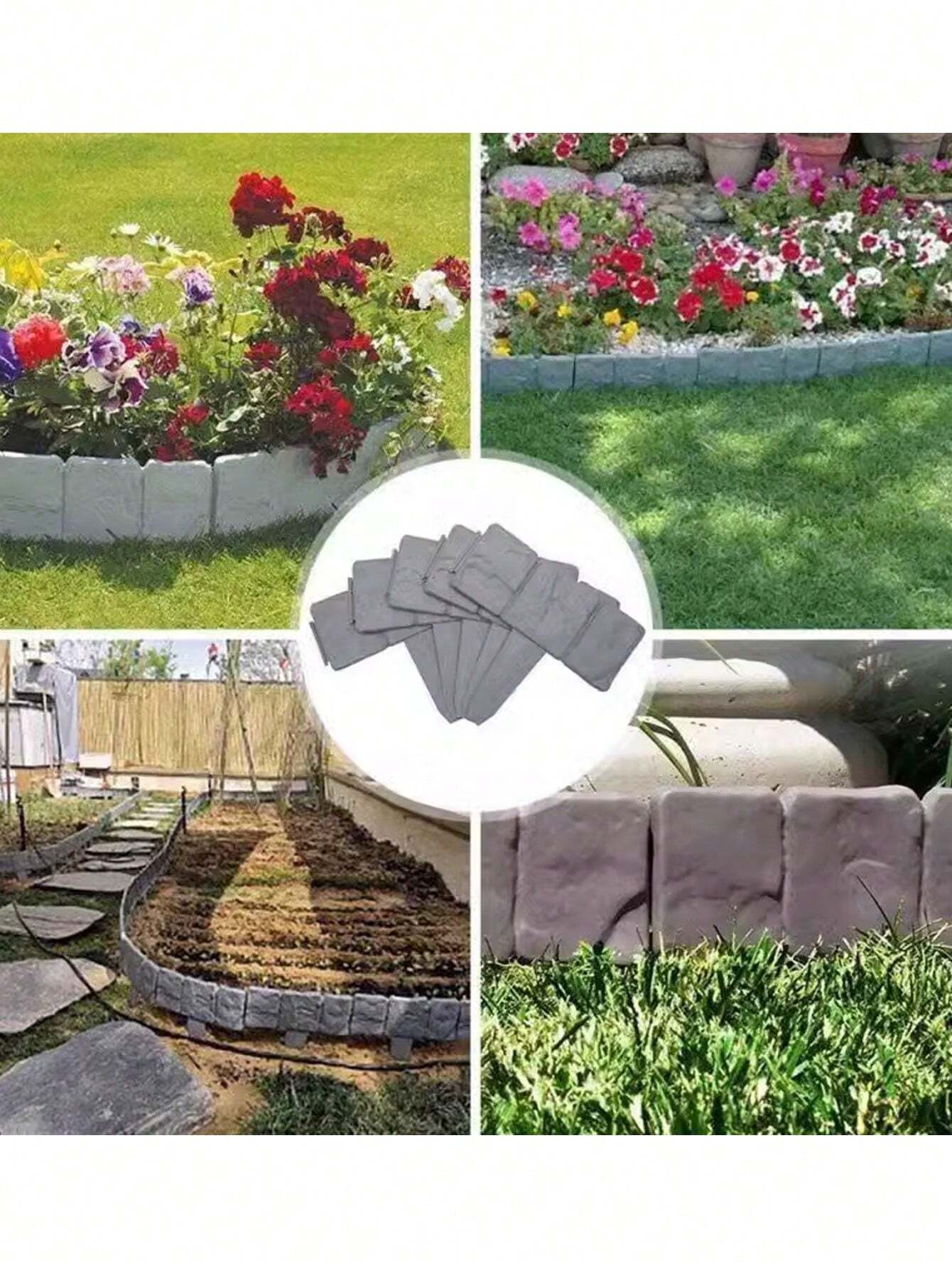 Outdoor Garden Fence Stone Slab Shaped Plastic Retainer Wall, Yard ...