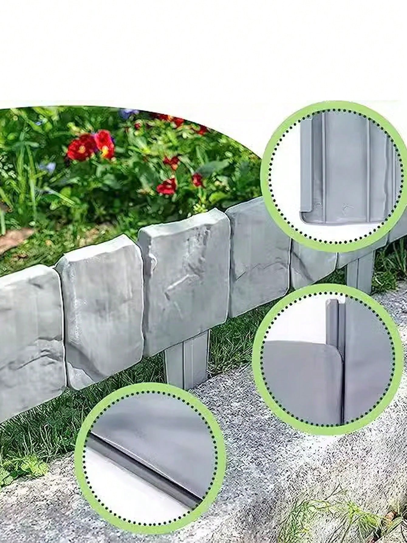 Outdoor Garden Fence Stone Slab Shaped Plastic Retainer Wall, Yard ...