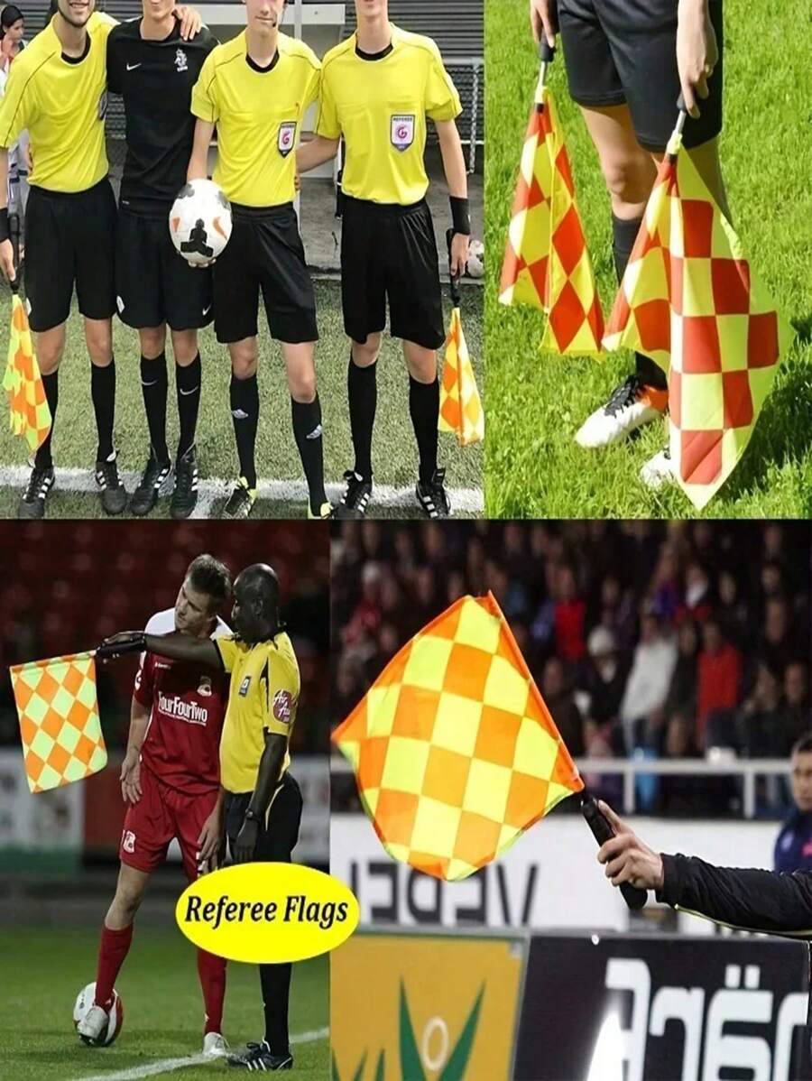 Referee Set: 1 Pair Football Flags, 1 Whistle, 1 Red & Yellow Card - Perfect For Football ...