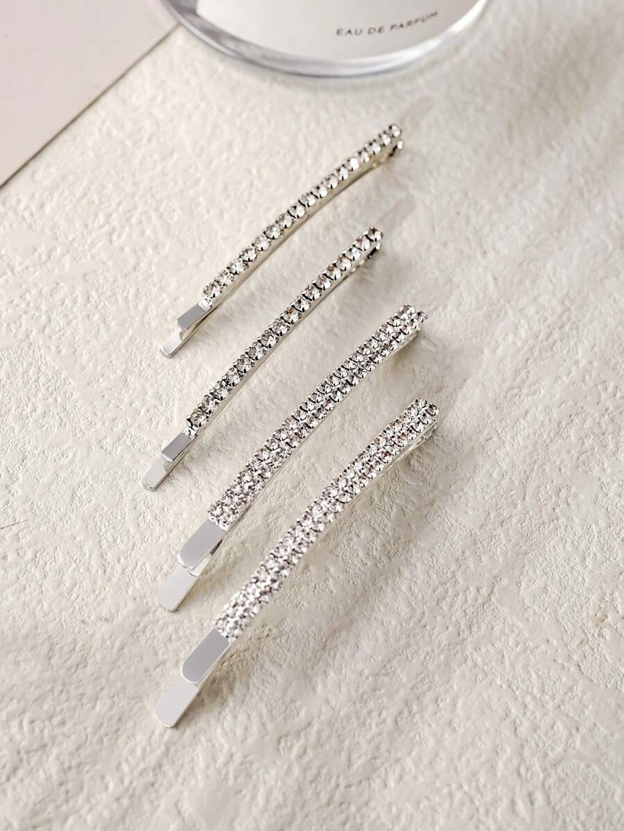4pcs Hair Clips Female Simple Wind Fashion Rhinestone Bangs Clip Set ...