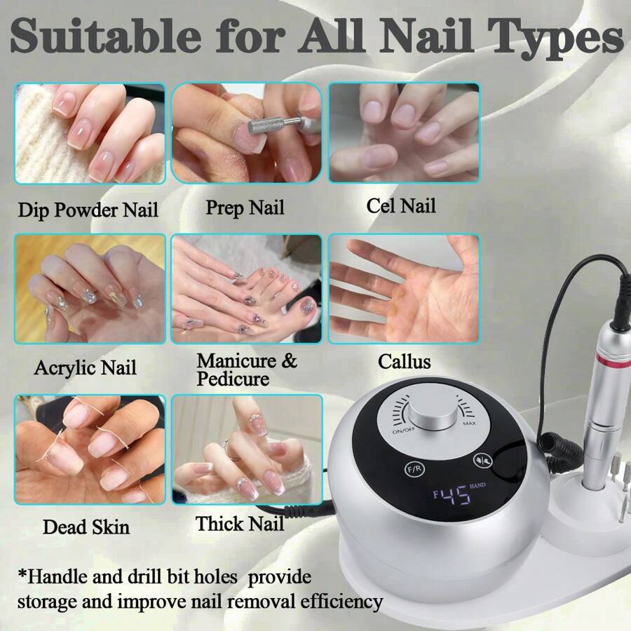 Newly Upgraded 45000RPM Professional Electric Nail Drill Manicure ...