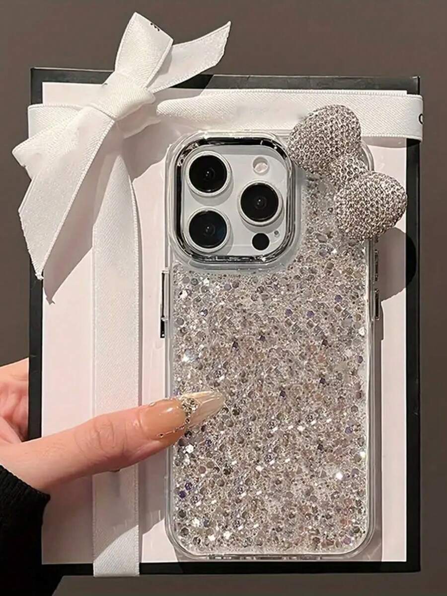 Luxury Sequins Luxurious Rhinestone Bow Epoxy Resin Shiny Phone Case ...