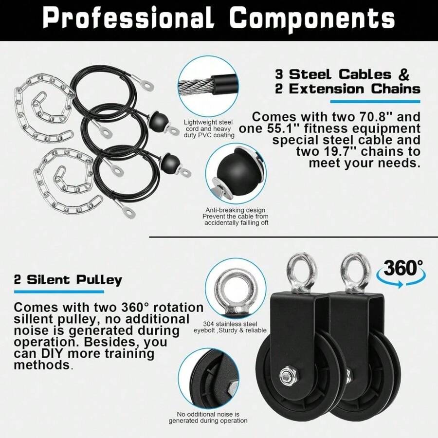 SERTT Weight Cable Pulley System Gym, Upgraded Cable Pulley Attachments ...