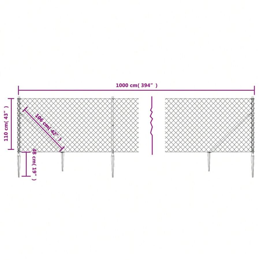 Green Chain Link Fence With Spike Anchors 1.1x10 Meter Durable Outdoor ...