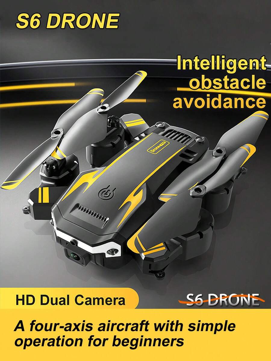 The Black And Yellow S6 Foldable Quadcopter Drone - A Four-Rotor ...