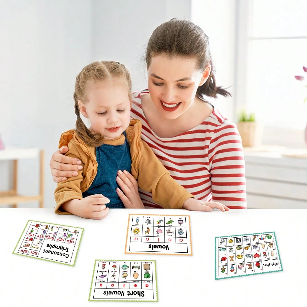 Lachilly 10Pcs /Set English Phonics Alphabet Posters Wall Chart ...