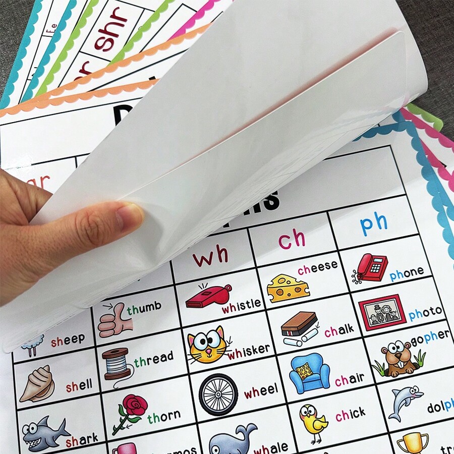 Lachilly 10Pcs /Set English Phonics Alphabet Posters CVC Words Phonics ...