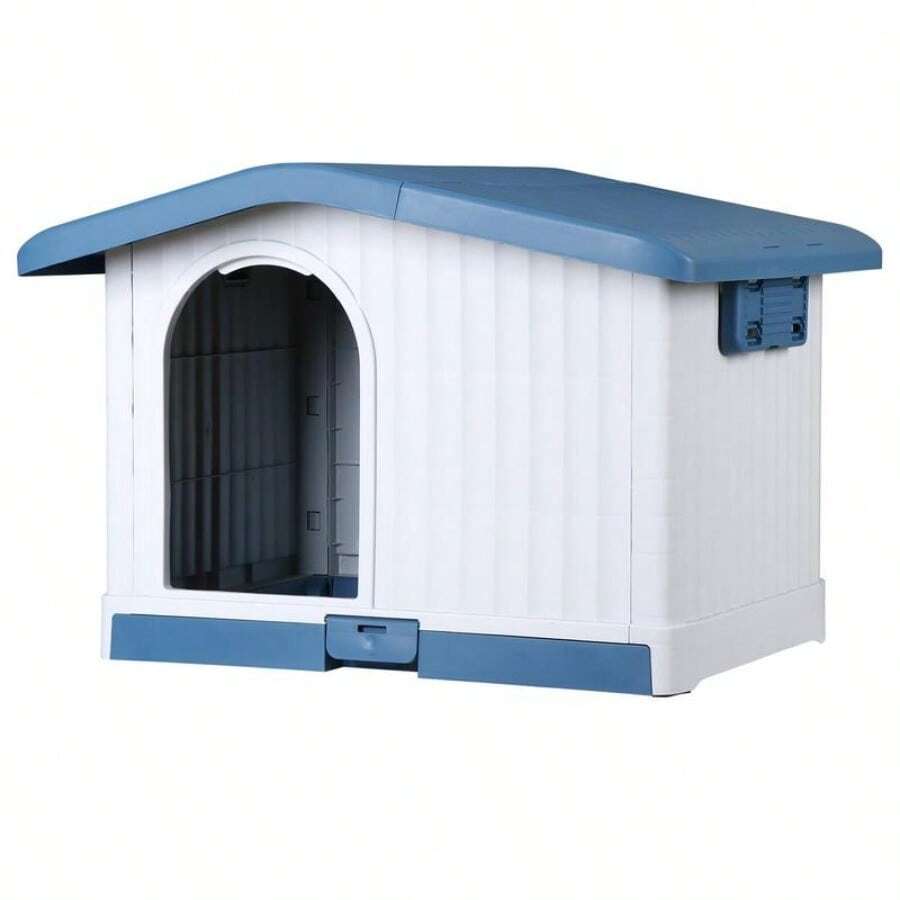 SUPERDEAL Large Plastic Dog House With Liftable Roof Detachable Base ...