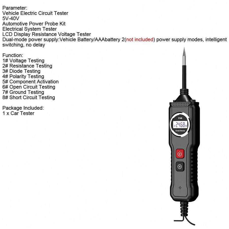 Vehicle Electric Circuit Tester Automotive Power Probe Kit Electrical ...