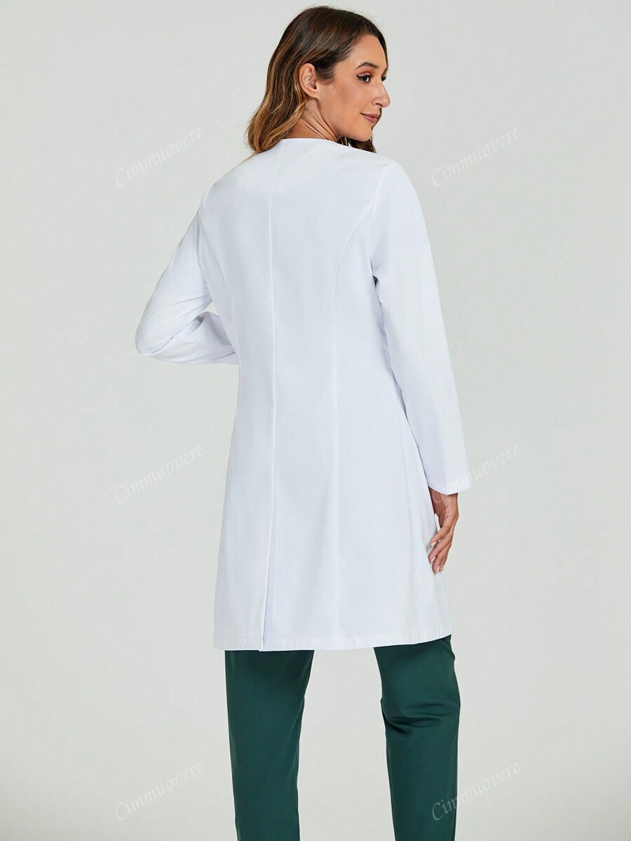 cimmuovere Round Neck Lab Coat With 3 Pockets, Uniform Jacket For ...