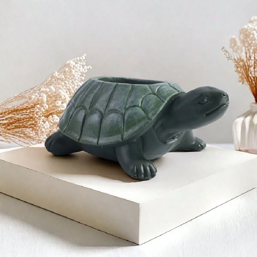 1pc Turtle Planter Statue Decor, Unique And Interesting Turtle Planter ...