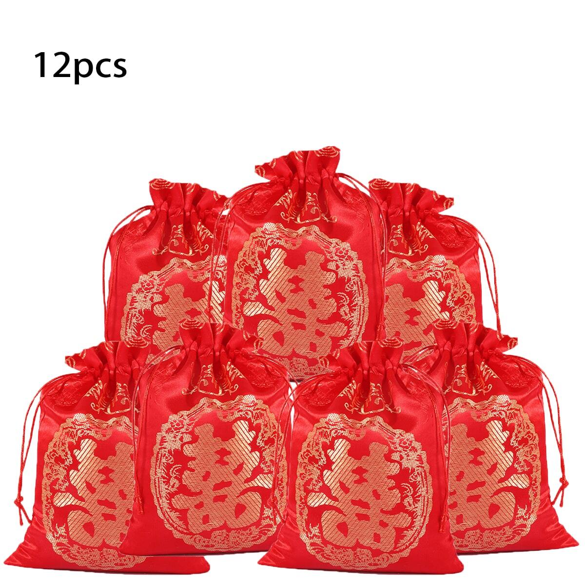 12pcs Chinese Prosperity Bag, Fortune Bag Decorations For 2025 Year Of ...