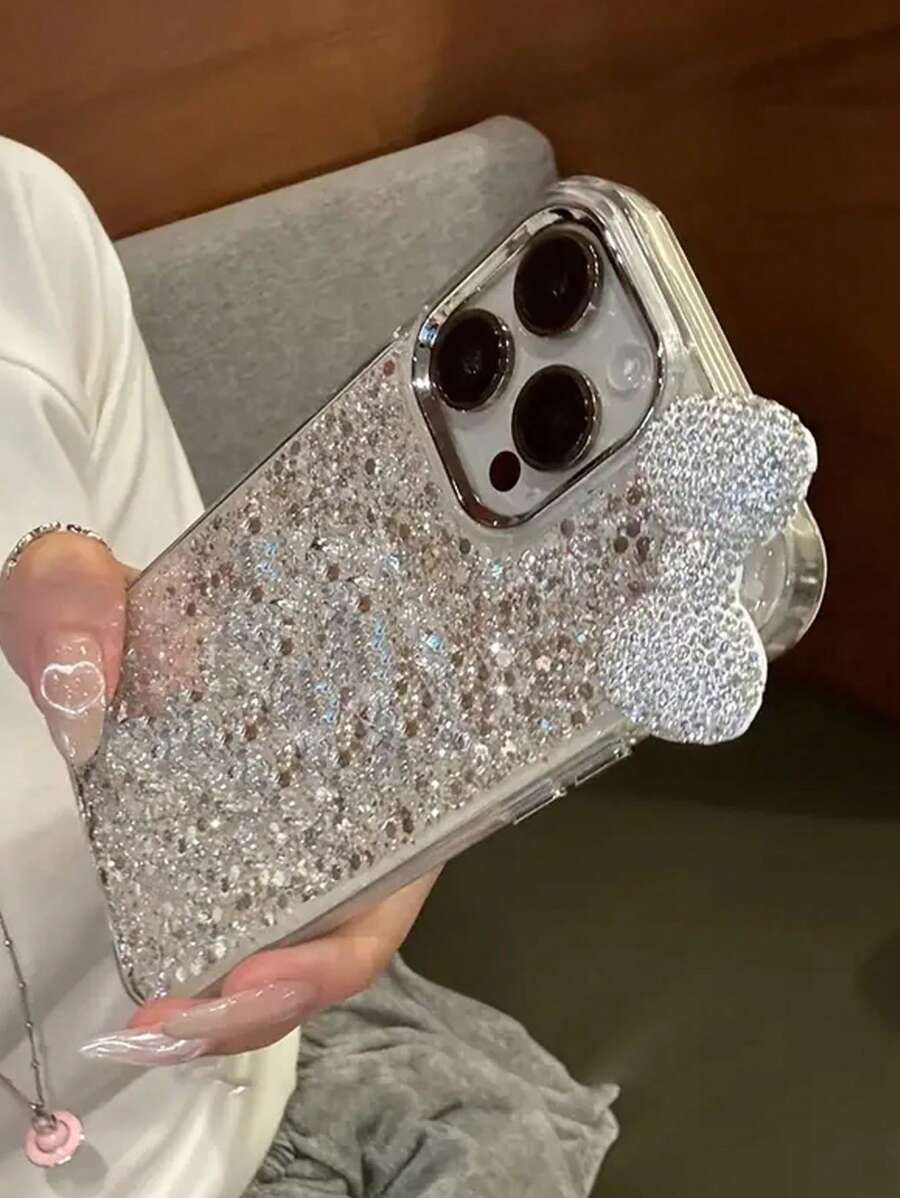 Luxury Sequins Luxurious Rhinestone Bow Epoxy Resin Shiny Phone Case ...