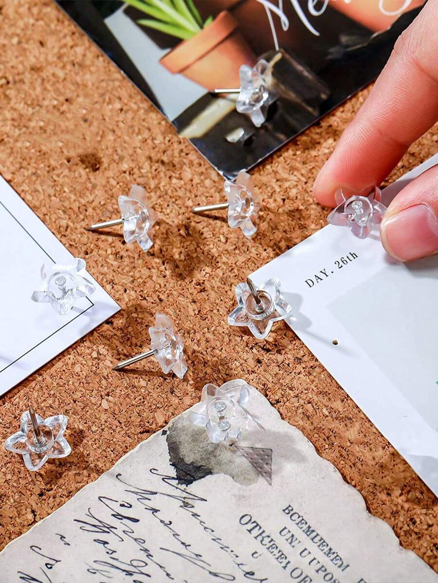 20/100pcs, Large Size 50pcs, Transparent Five-Pointed Thumbtacks, Cork ...