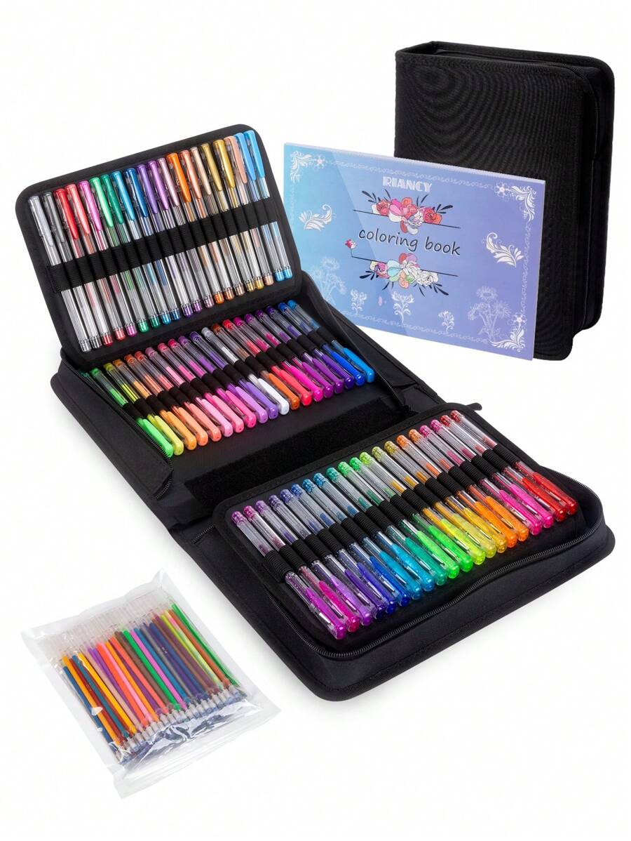 100 Pack Gel Pen Sets For Adult Coloring Books, Colored Gel Pens , Gel ...
