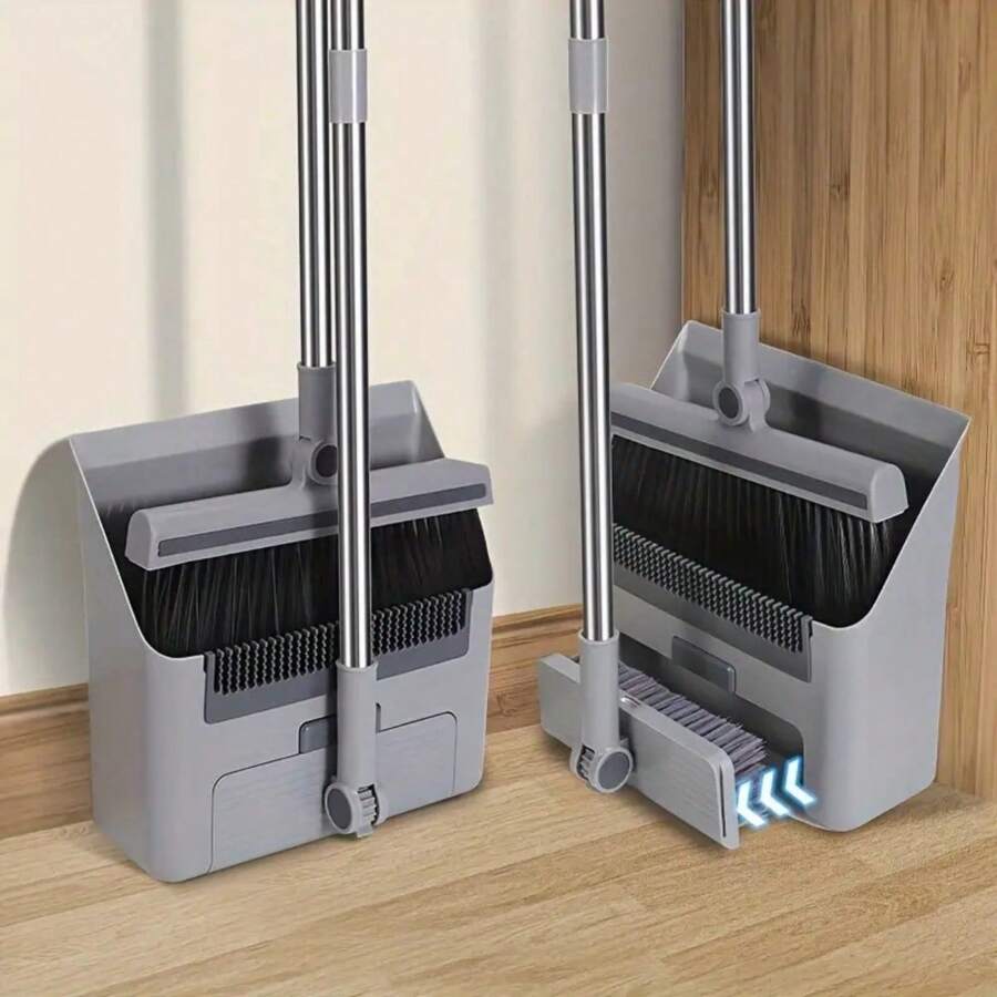 3-In-1 Broom And Dustpan Combo Set: Set - High-Efficiency Broom And Dustpan Combo And Floor ...