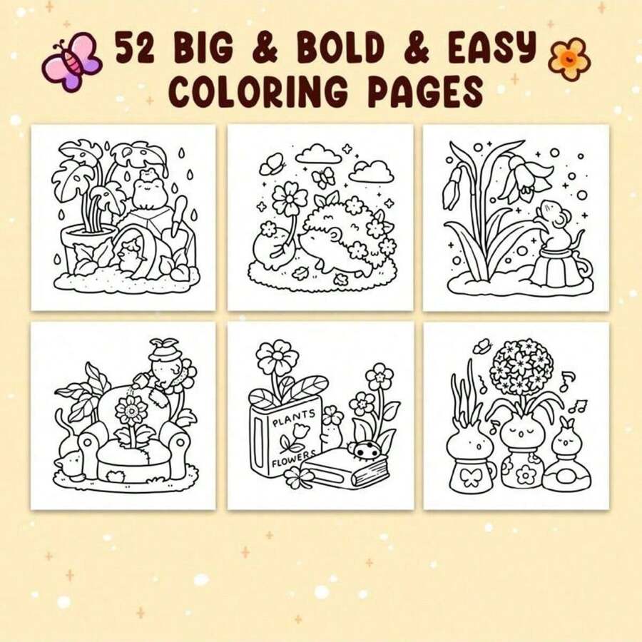 Into Gardens: Bold & Easy Coloring Book Featuring Plants, Flowers, And ...