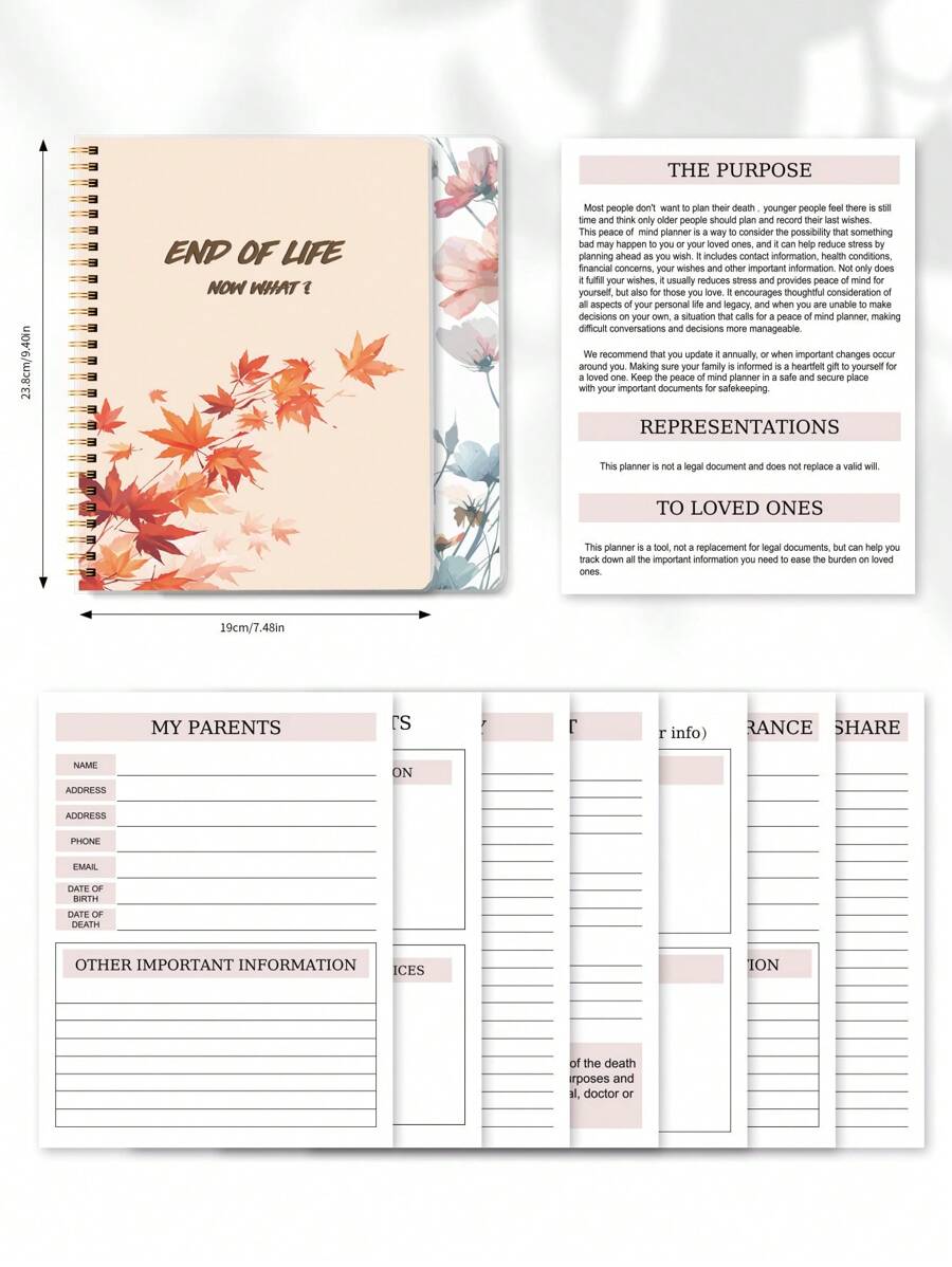 1pc End Of Life Planner, Emergency Life File, Final Wishes Checklist ...