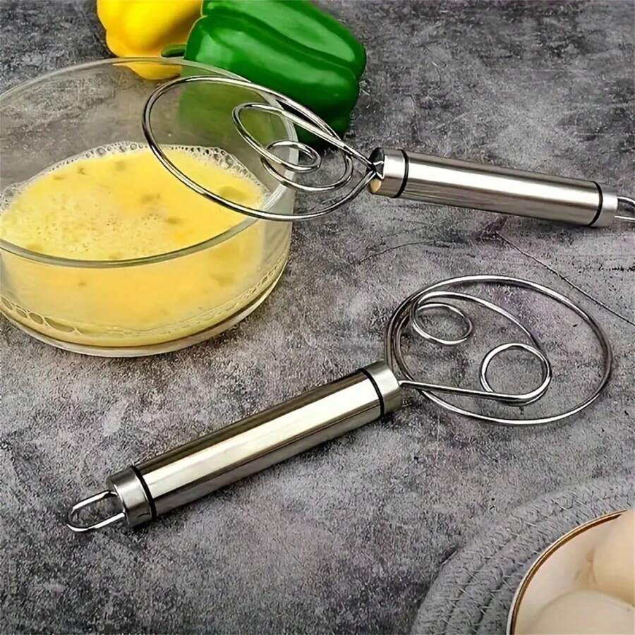 Stainless Steel Handheld Dough Mixer With Scraper - Dual-Hole Quick ...