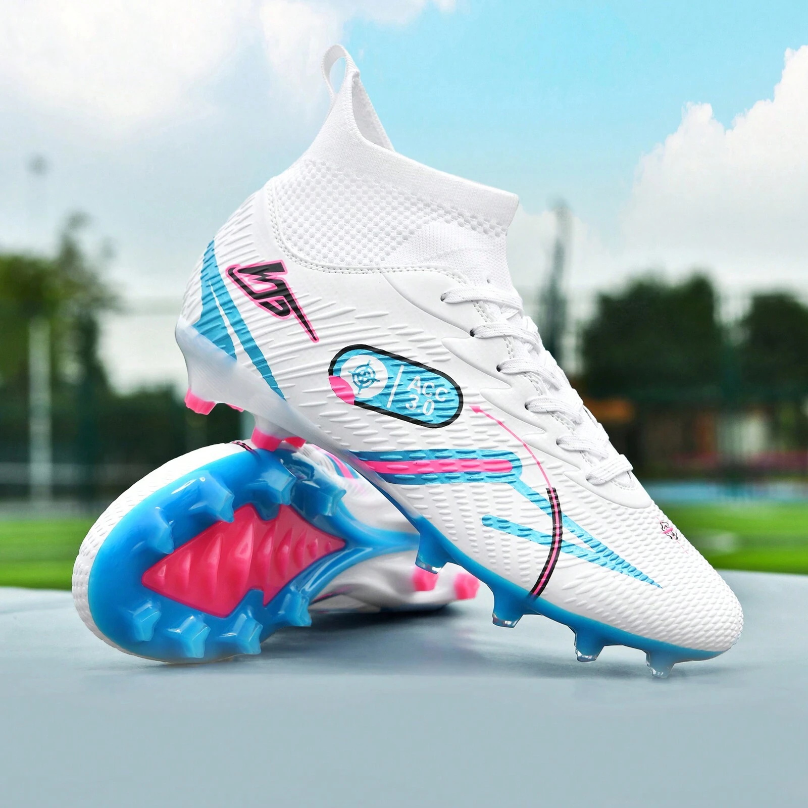 1 Pair Adult & Youth AG High Top Cleats Soccer Shoes, Warm Thermal ...