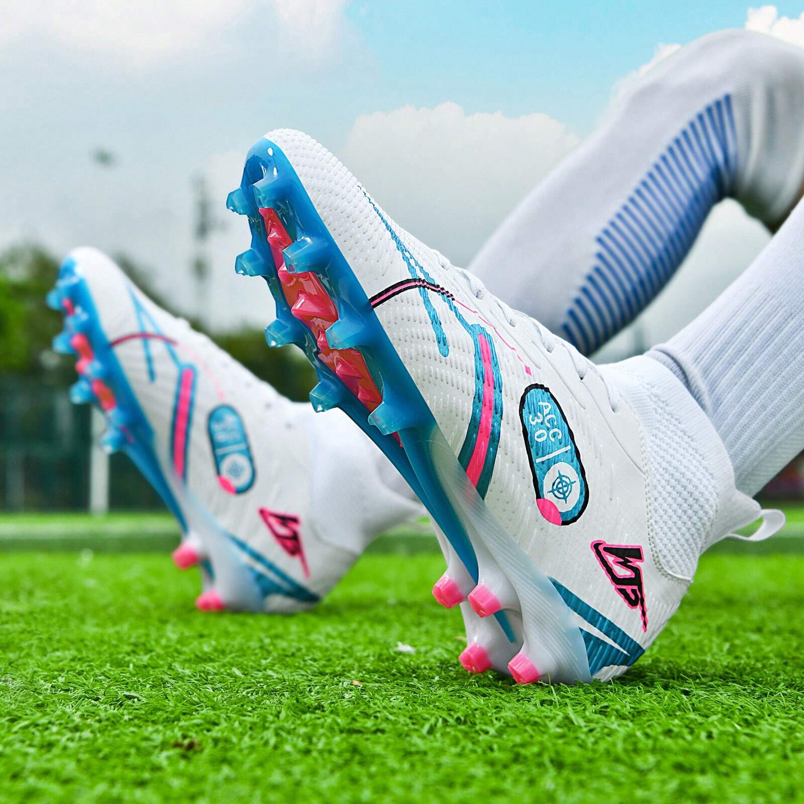 1 Pair Adult & Youth AG High Top Cleats Soccer Shoes, Warm Thermal ...