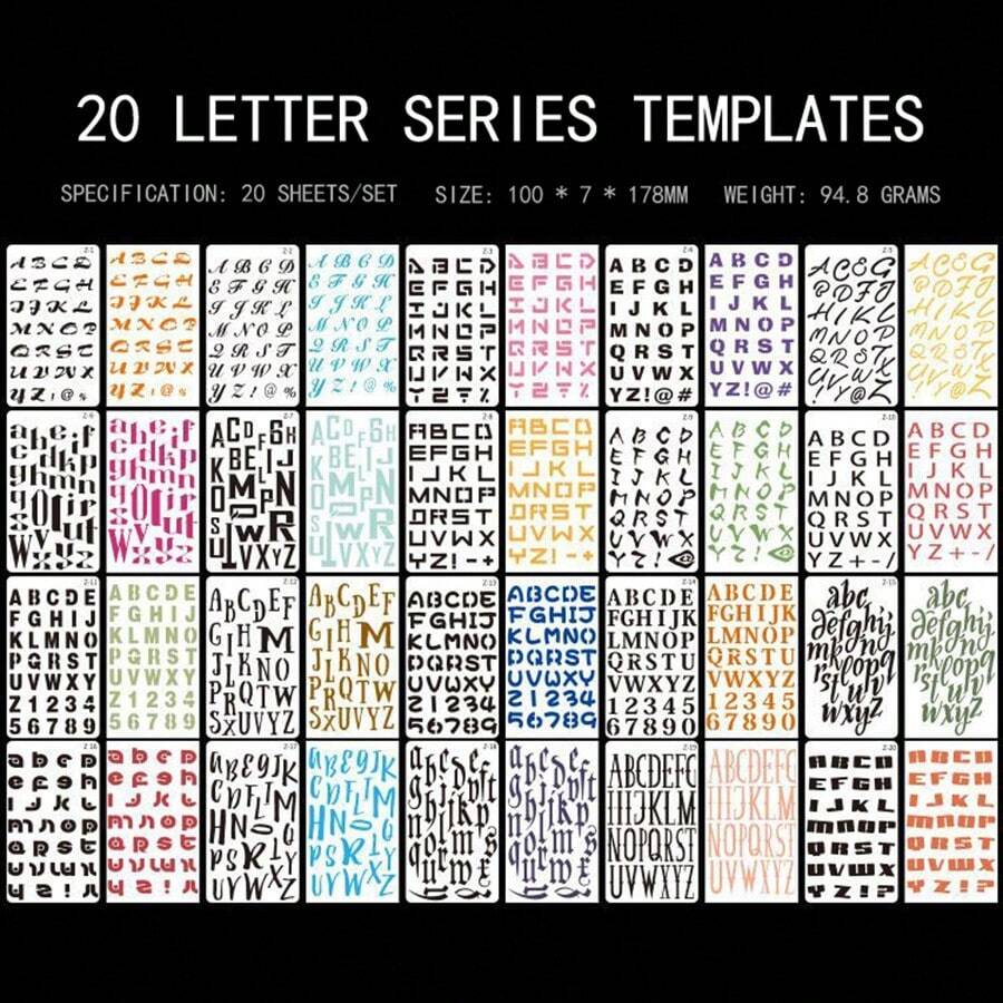 20 Pcs A6 Size English Letter Drawing Templates, Craft Templates For ...