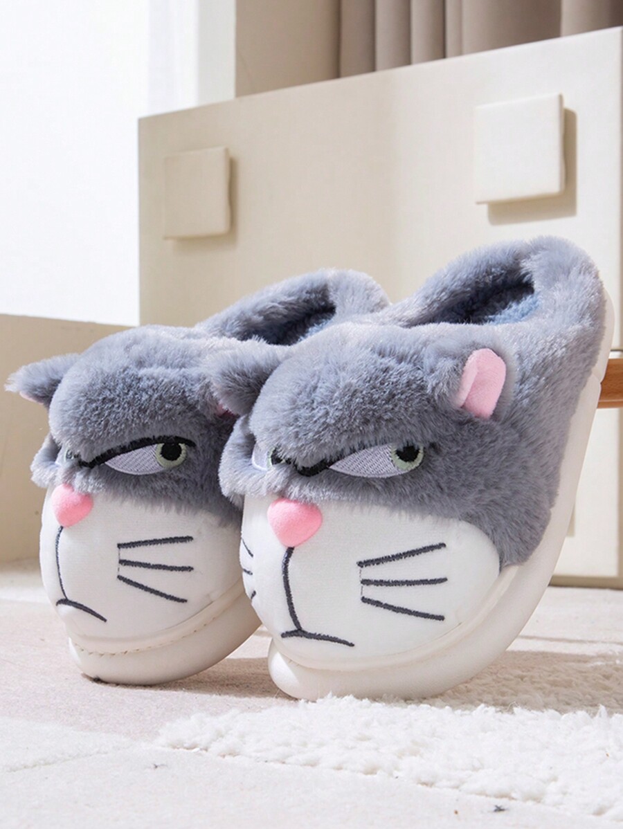 Women's Plush Cat House Slippers, Warm Comfortable Thick Sole, Winter ...