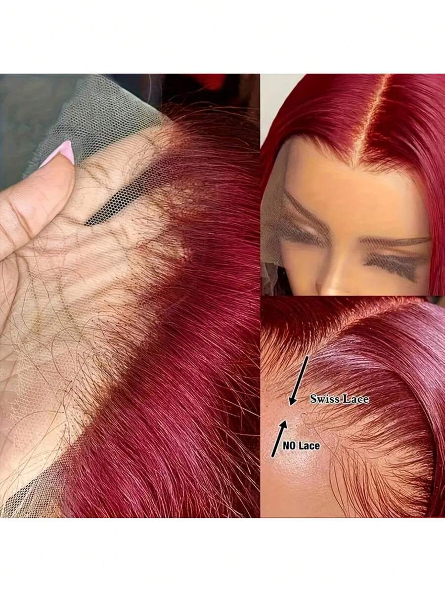 Perruque frontale en dentelle de cheveux humains à densité de 200% avec ...