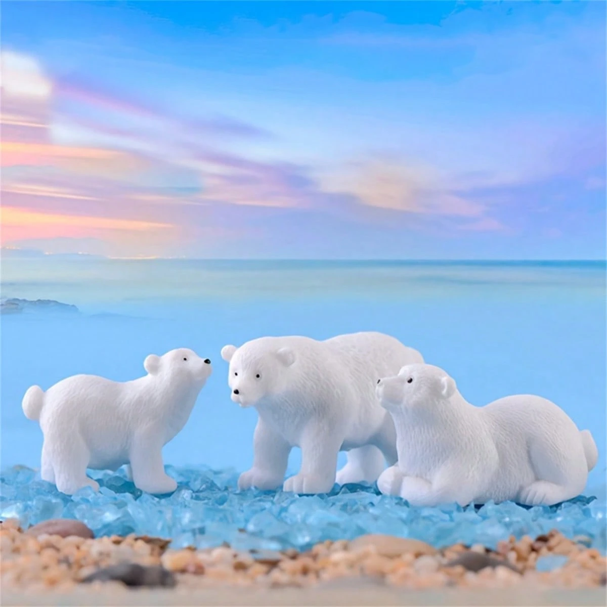 10 Pieces Cartoon Polar Bear Resin Statue Set - Perfect For DIY ...