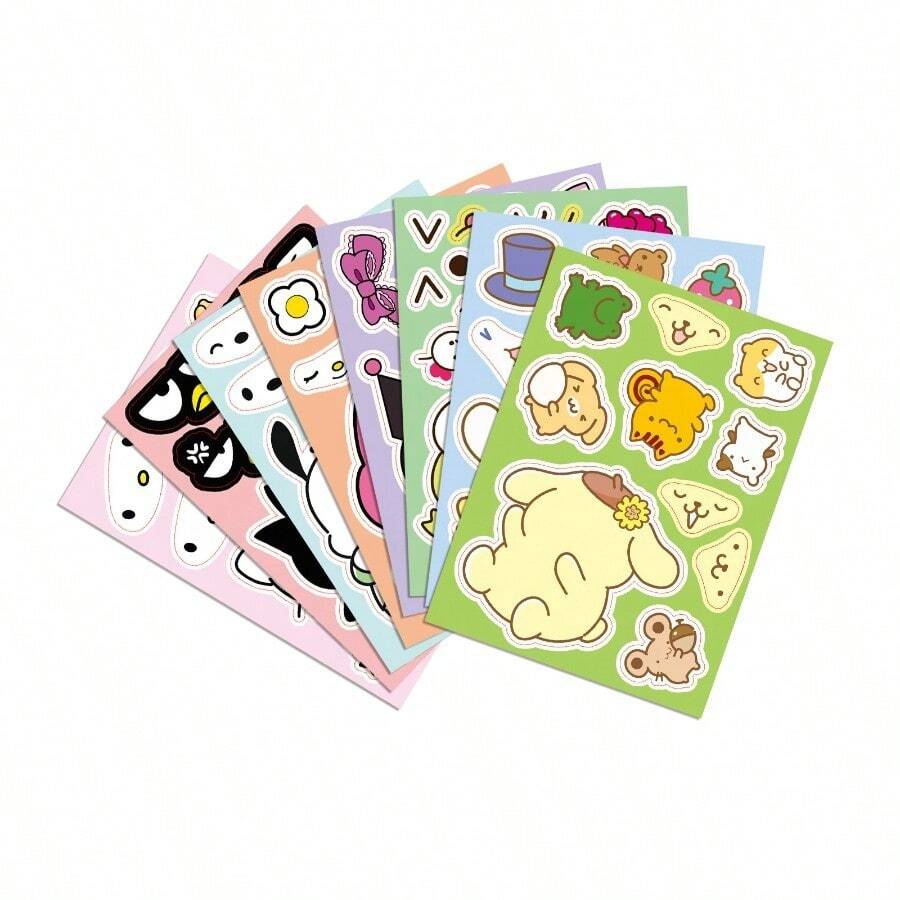 Sanrio 8 PC Hello Kitty Cartoon Face Change Stickers Cute Toy Puzzle ...