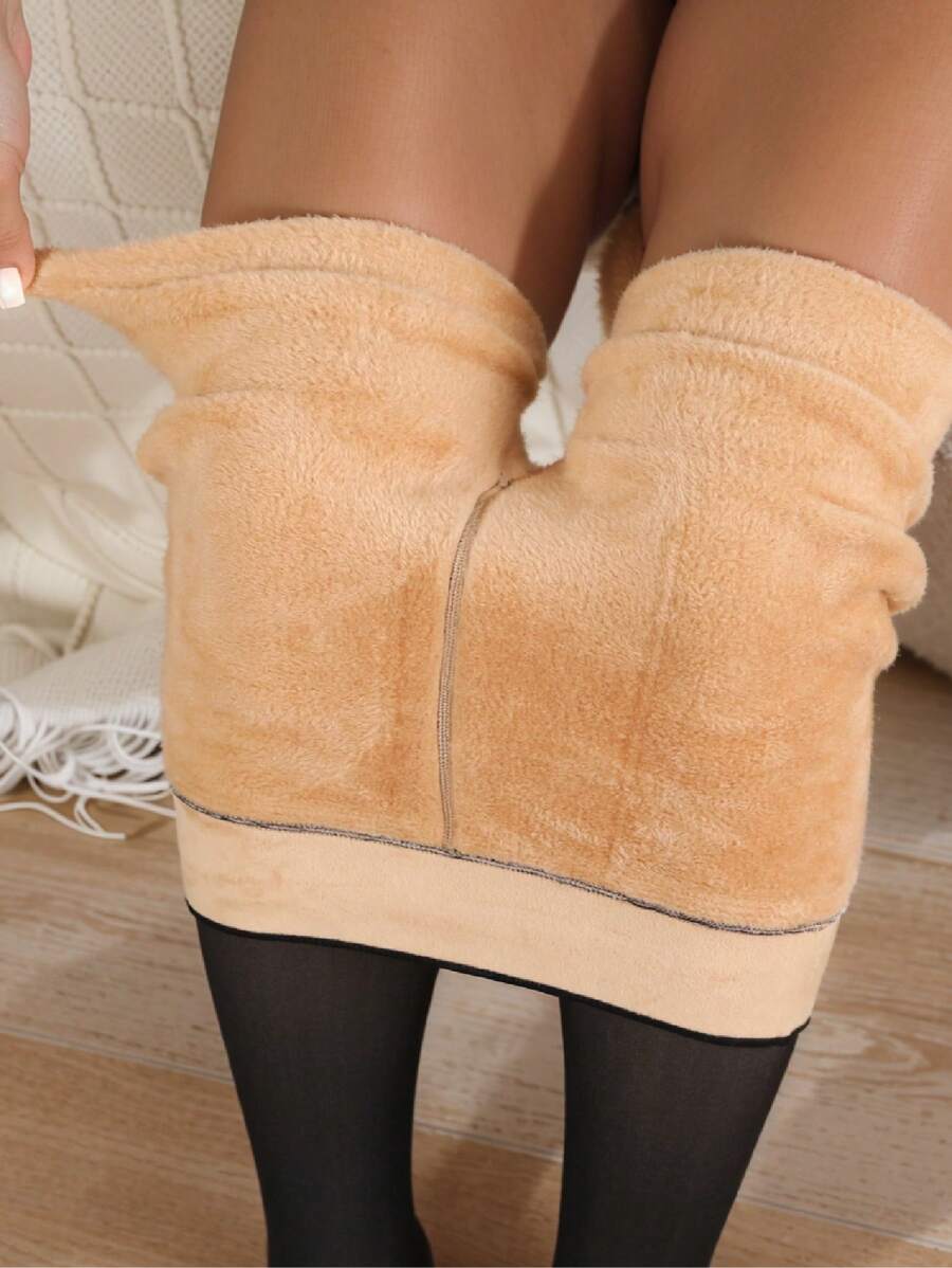 Super Elastic Spandex Thermal Lined Skinny Tights, Flesh Tone, Sexy ...