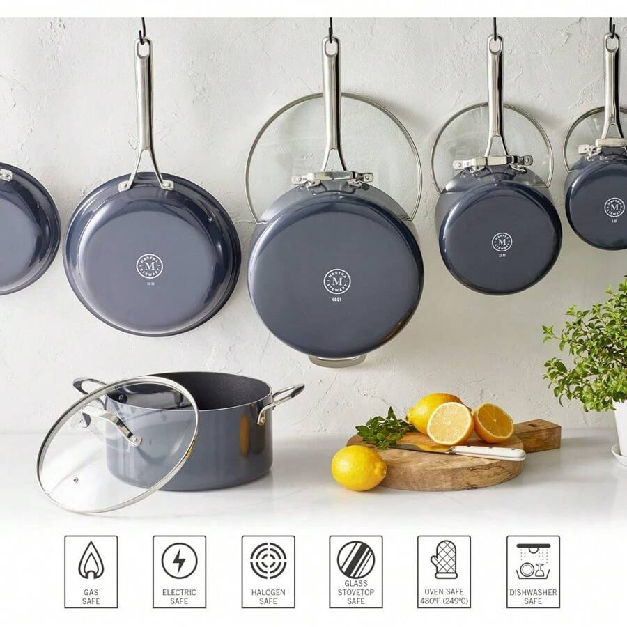 Martha Stewart Lockton Premium Nonstick 10 Piece Enamel Heavy Gauge ...