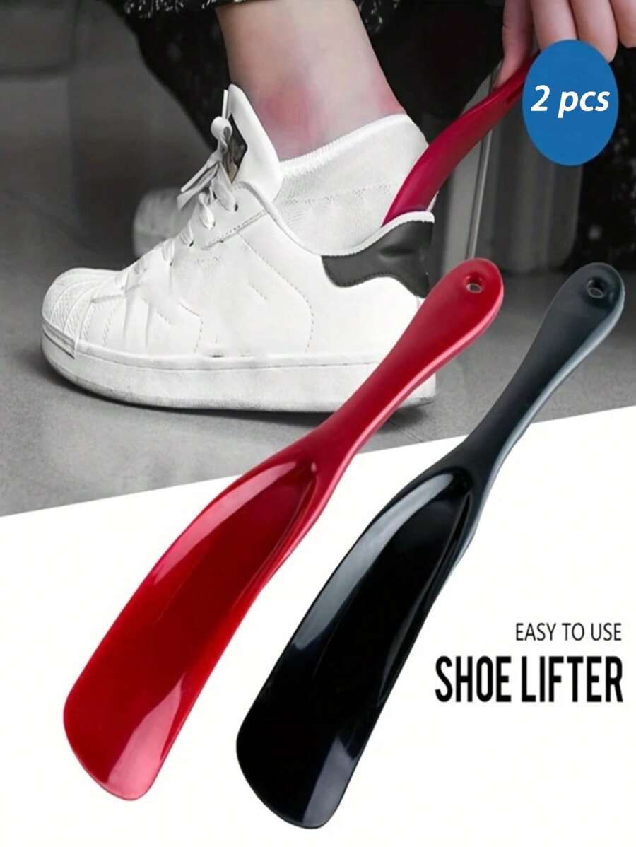 2 Pc Black And Red Portable Plastic Scoop Shoe Puller For Heels, Shoes ...