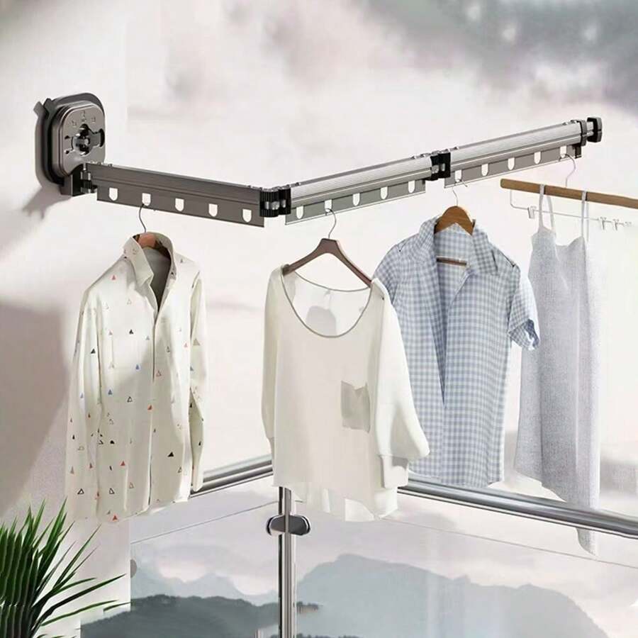 Foldable Wall-Mounted Clothes Drying Rack, Aluminum Alloy Extensible ...