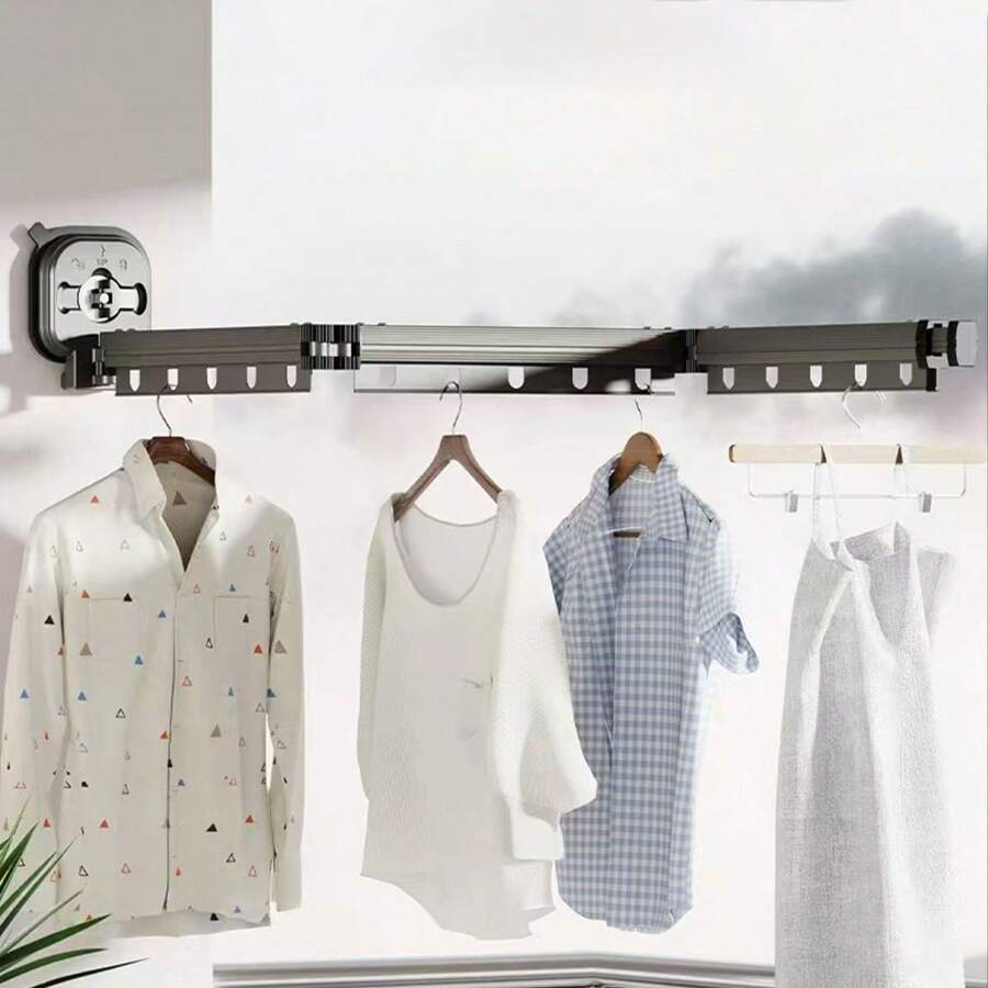 Foldable Wall-Mounted Clothes Drying Rack, Aluminum Alloy Extensible ...