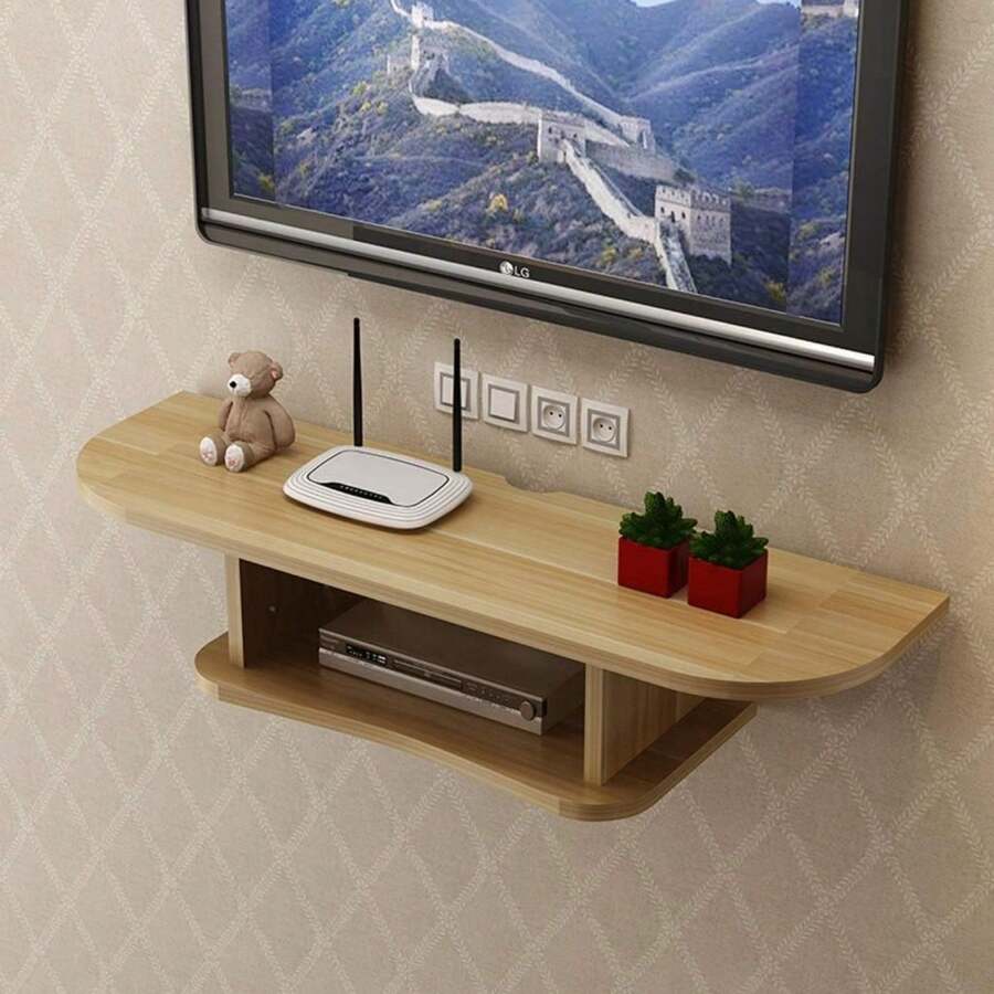 Wall Shelf TV Floating Shelf Wall-Mounted TV Shelf Set Top Box Router ...