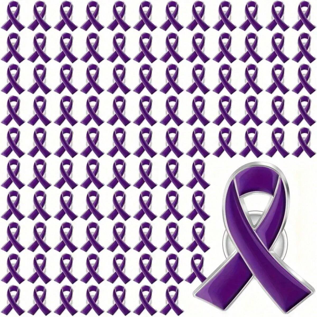 100pcs/Set Purple Ribbon Lapel Pins, Domestic Violence, Overdose ...