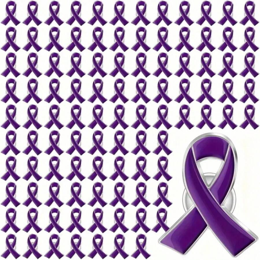 100pcs/Set Purple Ribbon Lapel Pins, Domestic Violence, Overdose ...
