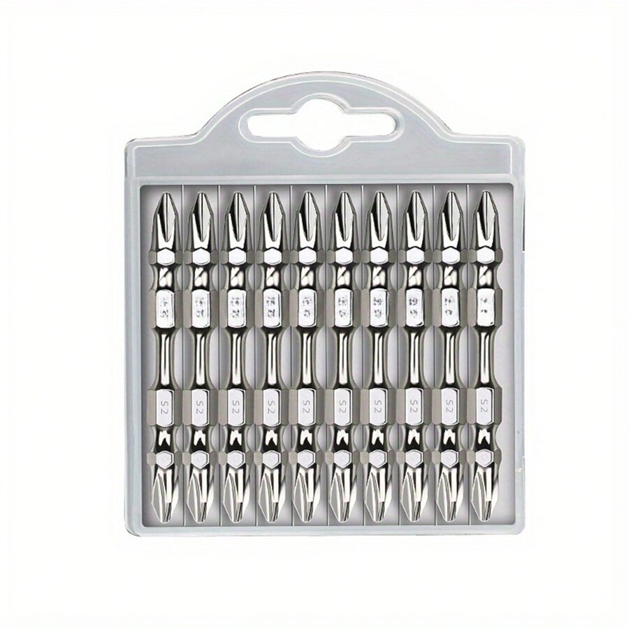 10pcs/Box Carbon Steel Double-Ended Screwdriver Bits, Magnetic Electric Drill Screwdriver Bits ...
